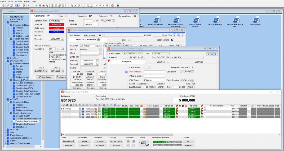 Achats – Excalibur ERP par OC2I
