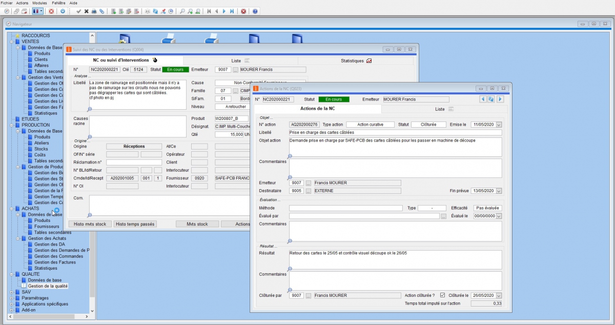 Qualité – Excalibur ERP par OC2I